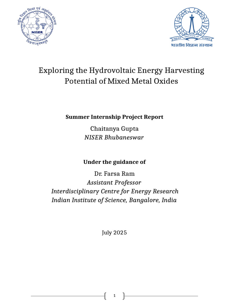Project Report- Hemo- Chaitanya- Aug2025 | PDF | Physical Chemistry ...