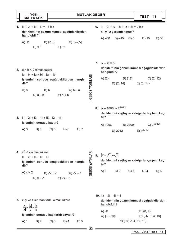 Mutlak Deger Test | PDF