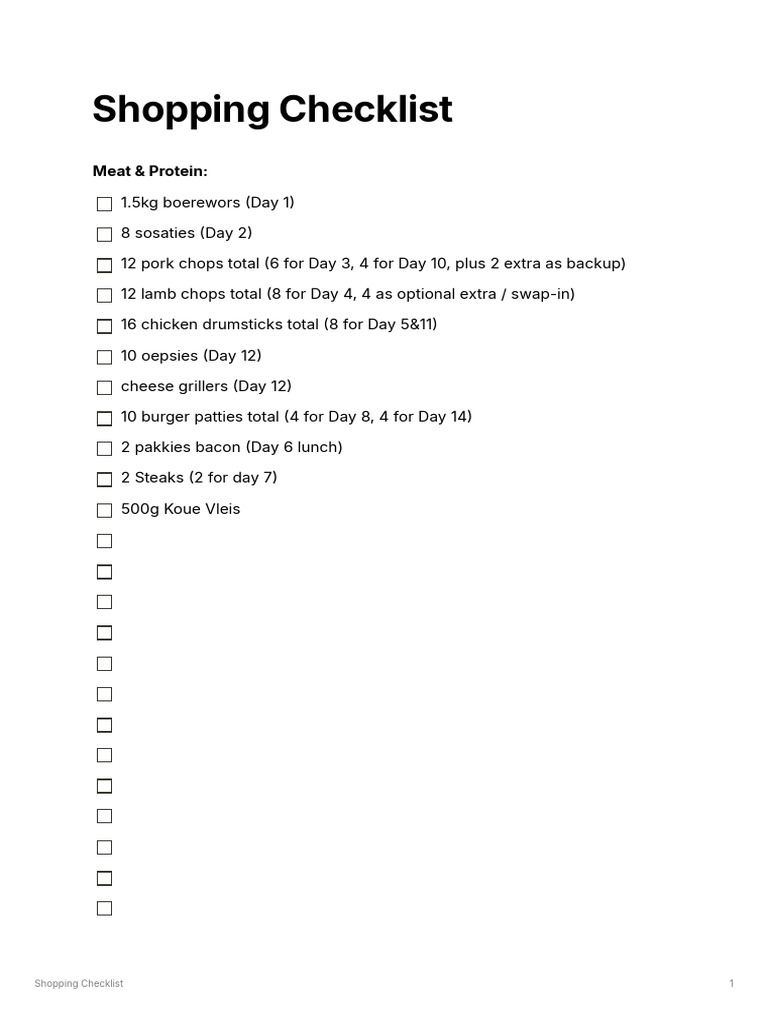Comprehensive Shopping Checklist Guide | PDF