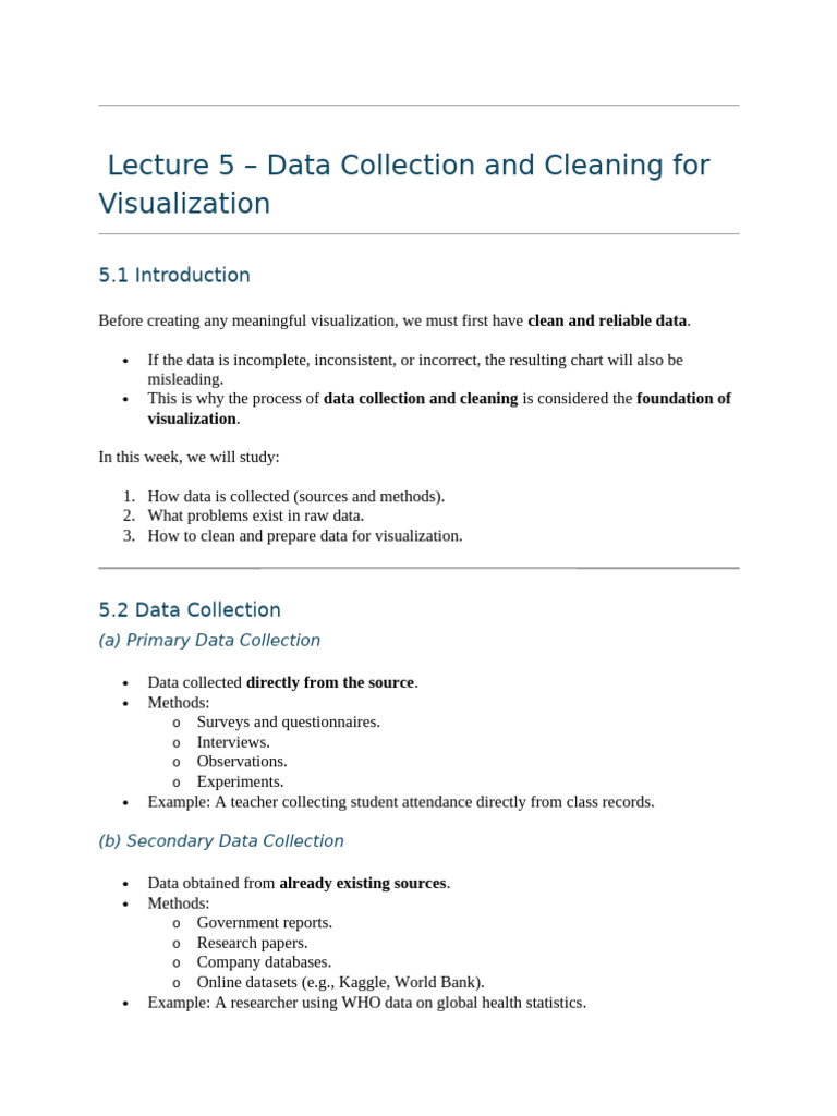 Data Visualization Lecture 5 (Data Collection and Cleaning for Visualization) | PDF | Data ...