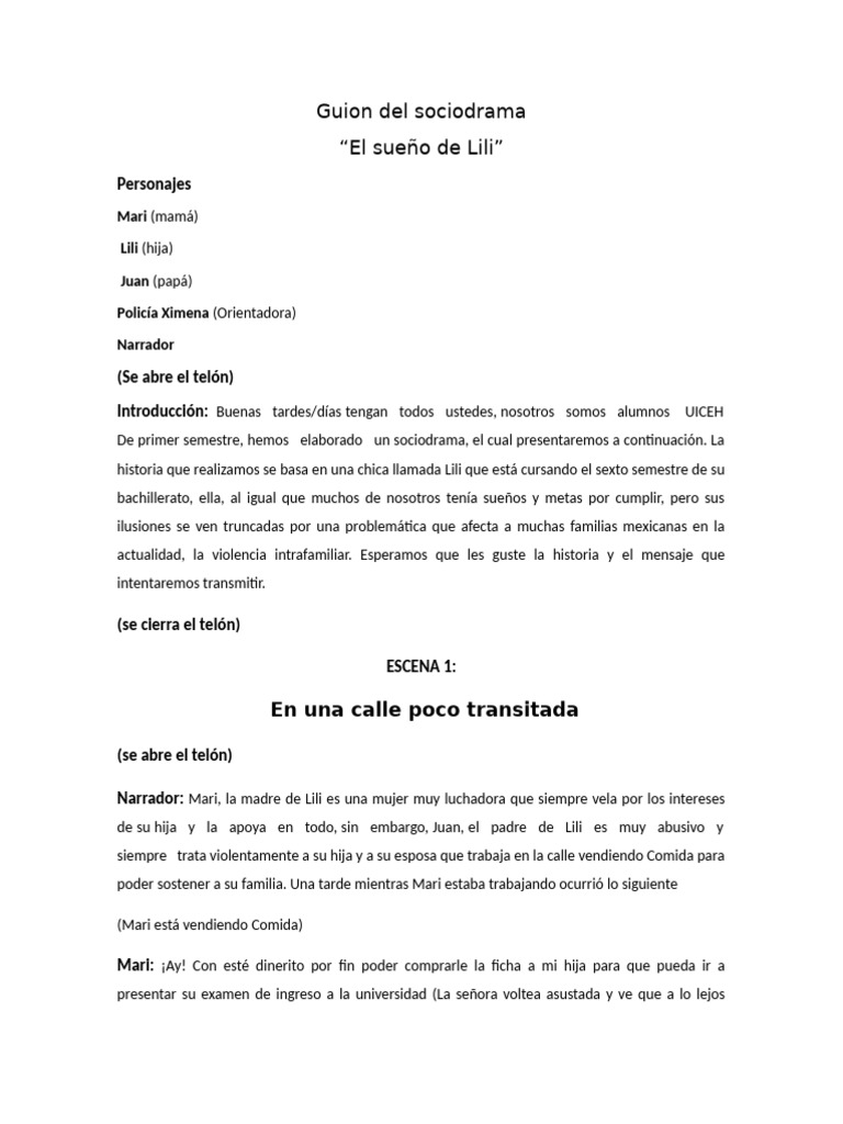Sociodrama: "El sueño de Lili" | PDF