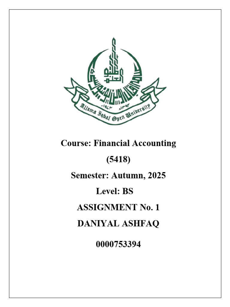 5418-1 Solved AIOU | PDF | Debits And Credits | Accounting