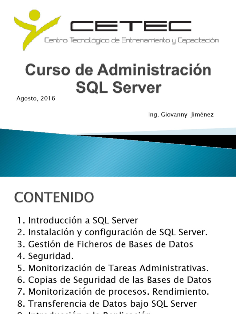 Curso de Administración SQL Server | PDF | SQL | Bases de datos