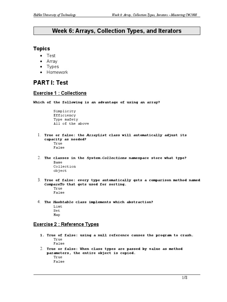 Exercise 06 Pdf Array Data Structure Data Type 0233