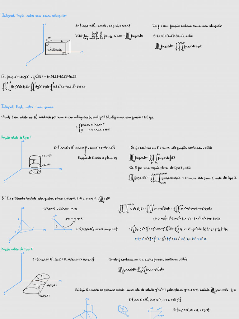 Resumo de Cáculo - Integrais Triplas | PDF