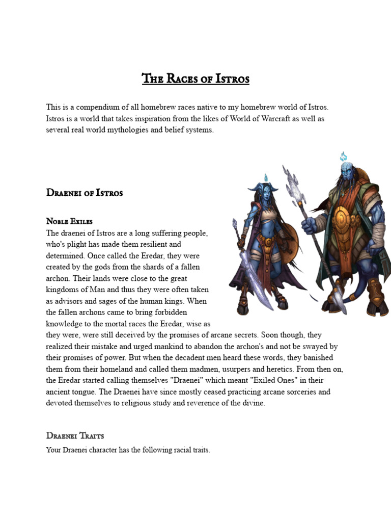 Homebrew Races of Istros Guide | PDF
