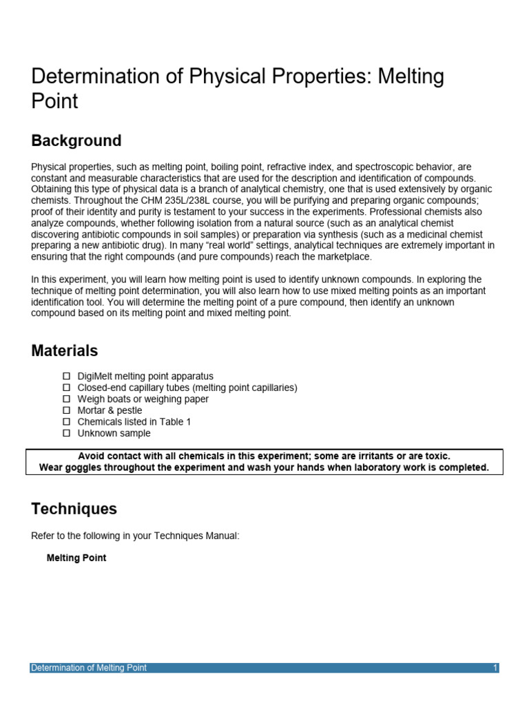 01-MeltingPoint (1) | PDF | Melting Point | Analytical Chemistry
