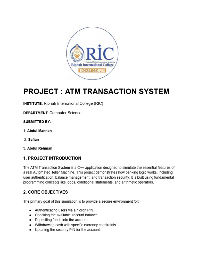 Project _ Atm Transaction System | PDF | Personal Identification Number ...