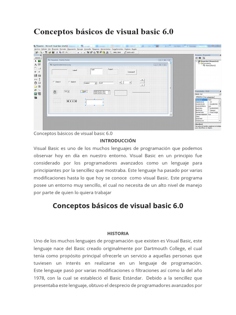 Conceptos Básicos de Visual Basic 6 | PDF | Básico | Botón (Computación)