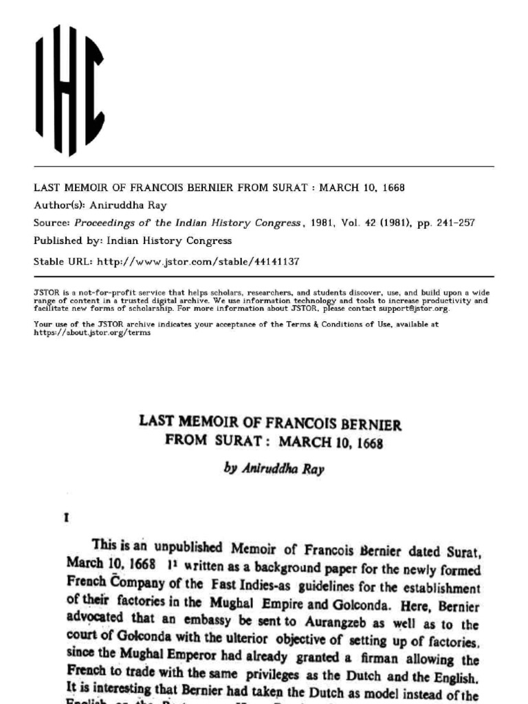 F. Bernier by Aniruddh Ray | PDF