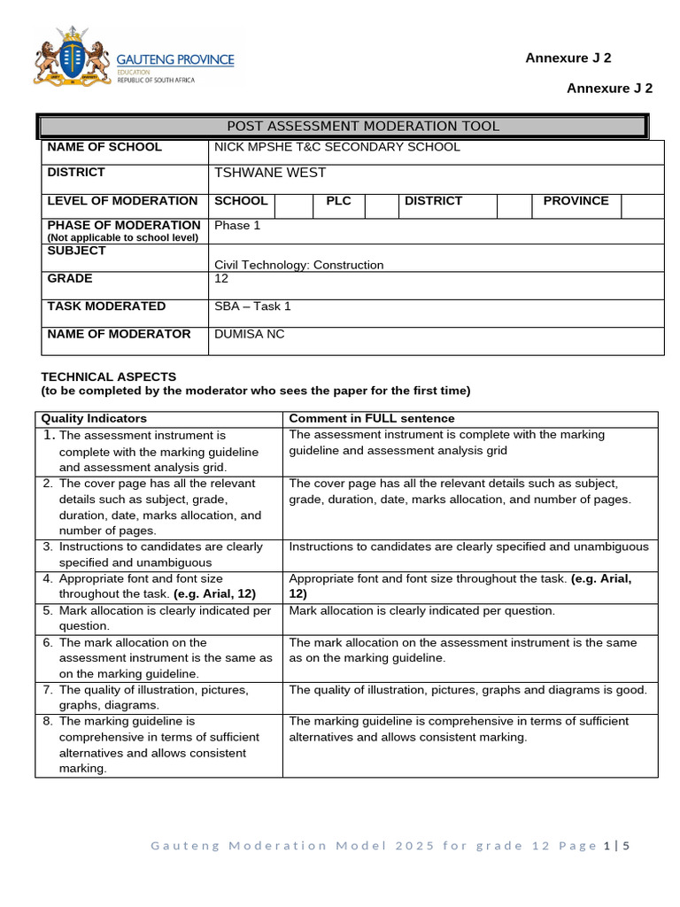 Grade 12 Civil Tech Assessment Review | PDF | Multiple Choice | Teachers
