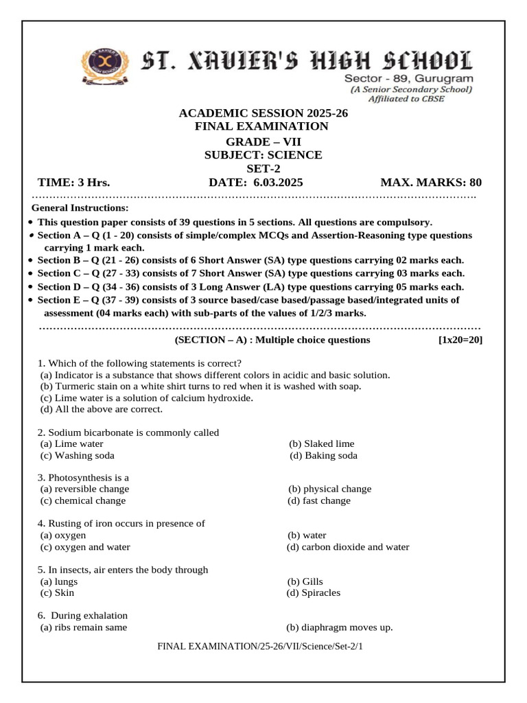 7 Science Final Term Set2 | PDF | Carbon Dioxide | Plants