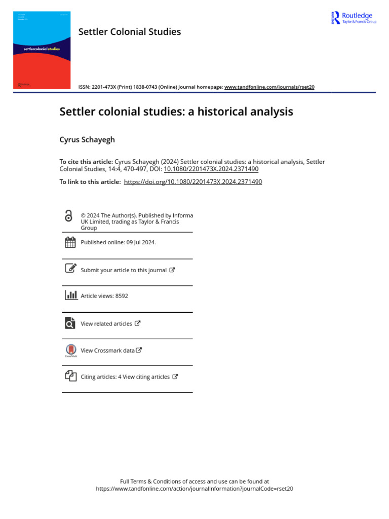 Settler Colonial Studies a Historical Analysis | PDF | Indigenous ...