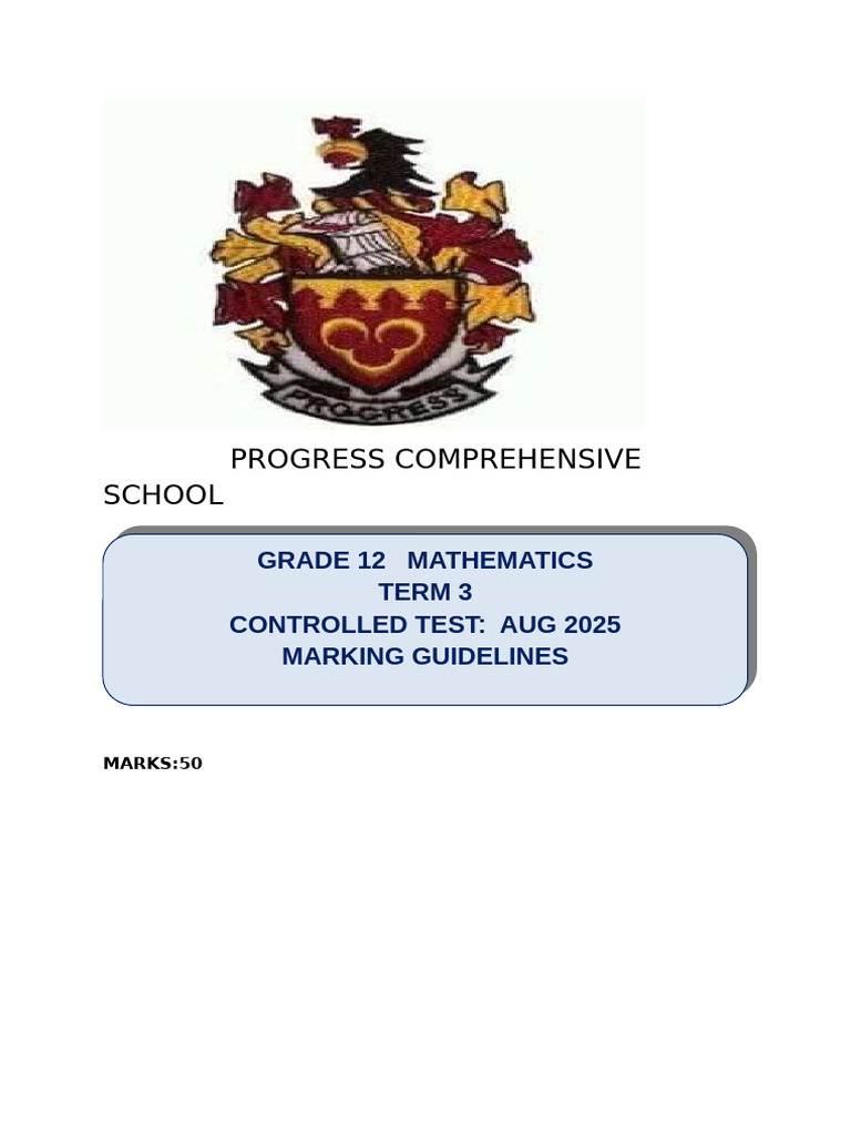 Grade 12 Mathematics Test Guidelines | PDF