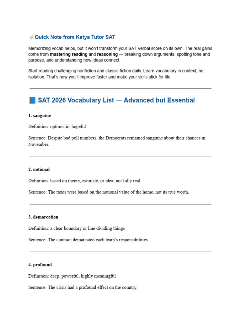 WordsList by Katya.Tutor.SAT | PDF | Sat | Vocabulary
