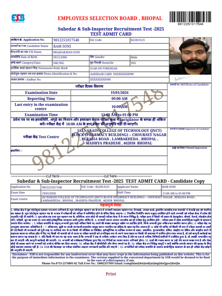 Employees Selection Board, Bhopal | PDF