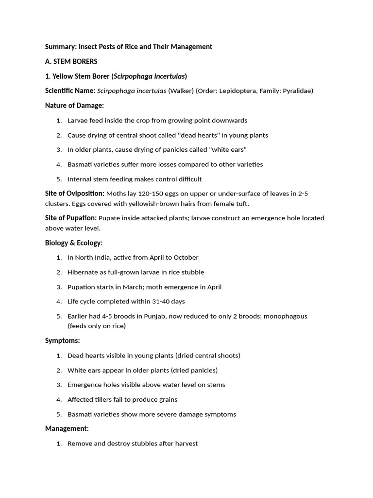 Rice Insect Pests and Management Guide | PDF | Rice | Pest (Organism)