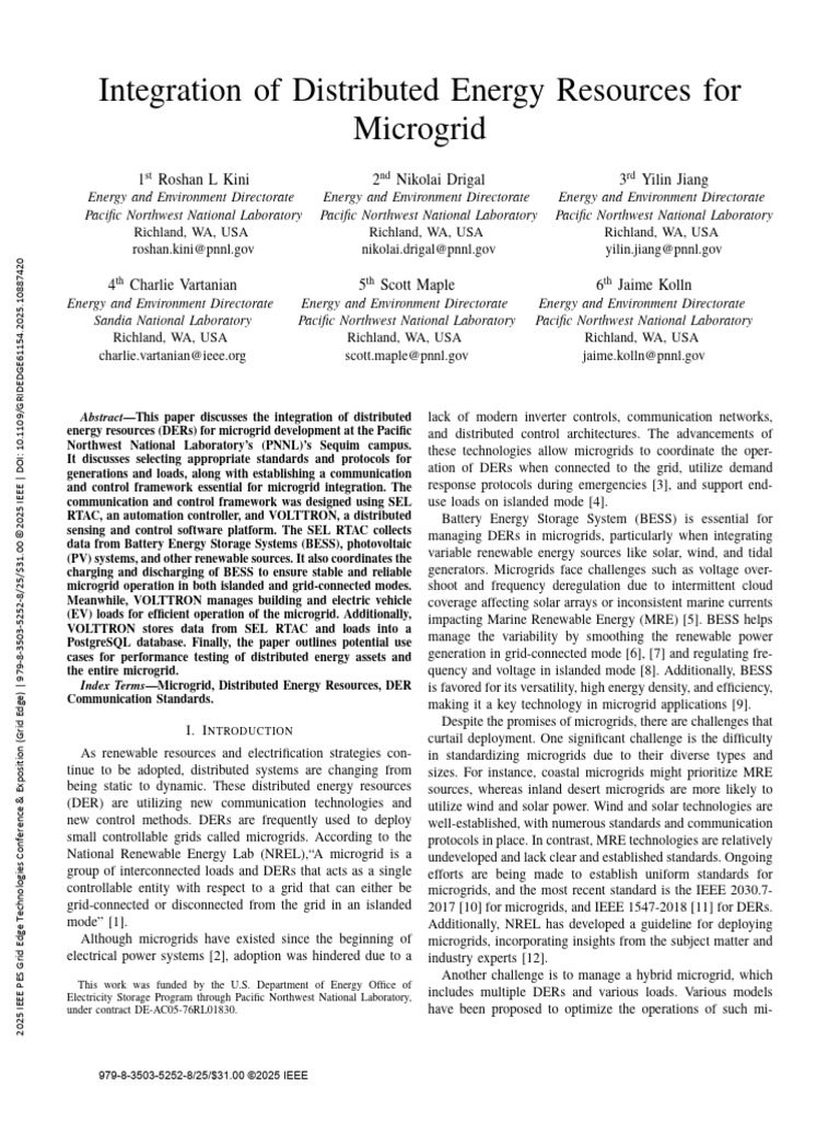 Integration of Distributed Energy Resources for Microgrid | PDF | Distributed Generation ...