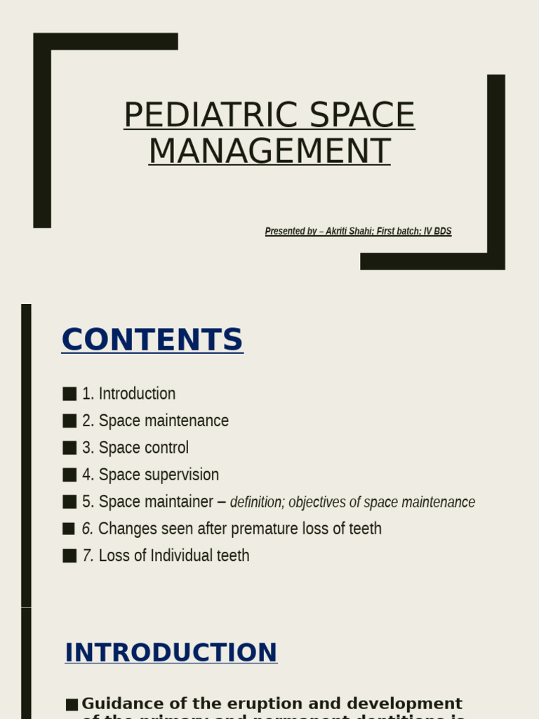 Pediatric Space Management In Dentistry Pdf Dentistry Branches Mouth