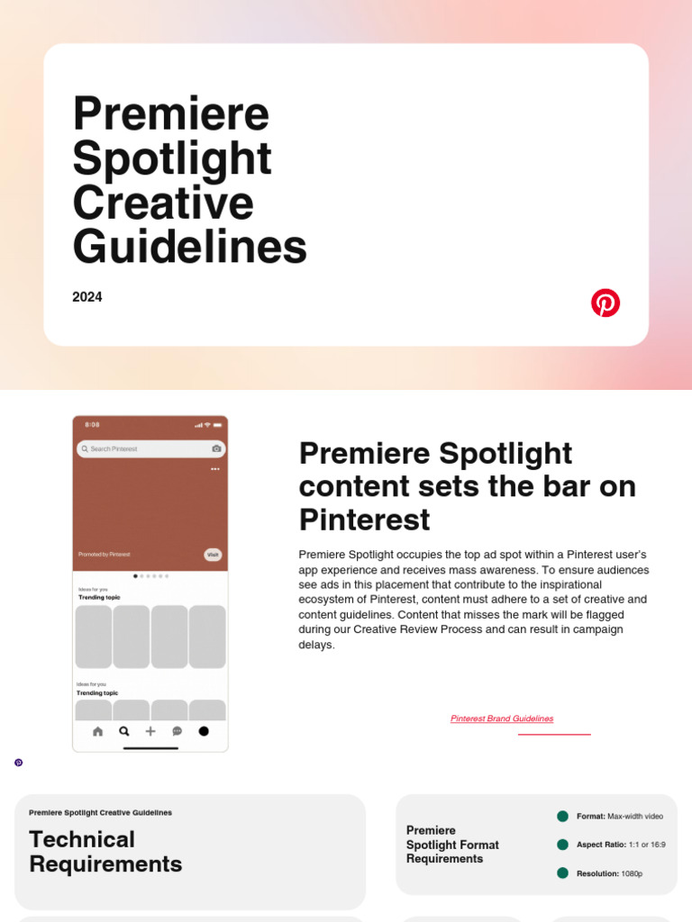 Pinterest Premiere Spotlight- Creative Guidelines NEW | PDF | Computing