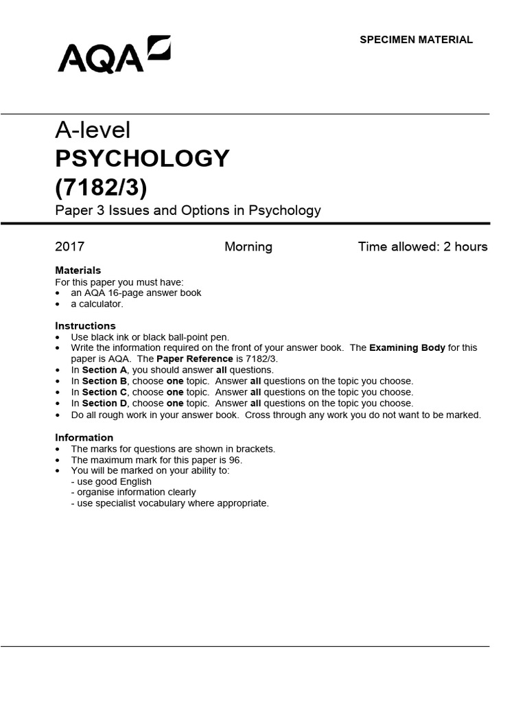A-level Psychology Paper 3 Guide | PDF | Schizophrenia | Cognitive ...