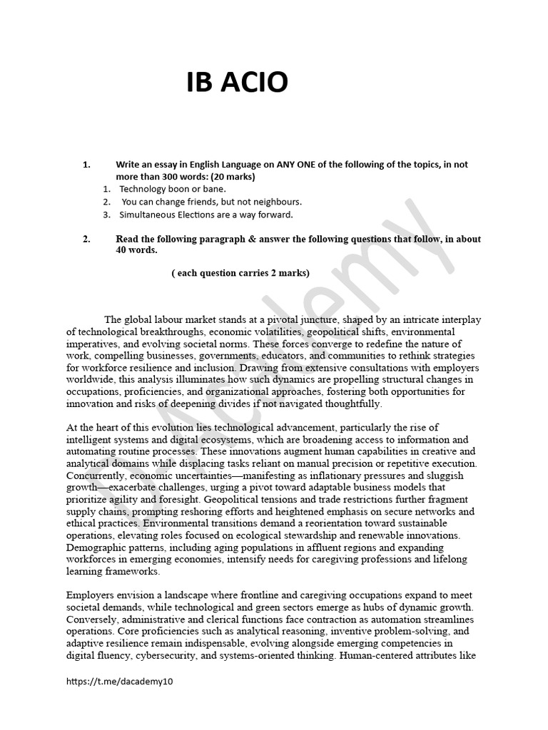 IB ACIO Sunday Mock | PDF | Innovation | Economies
