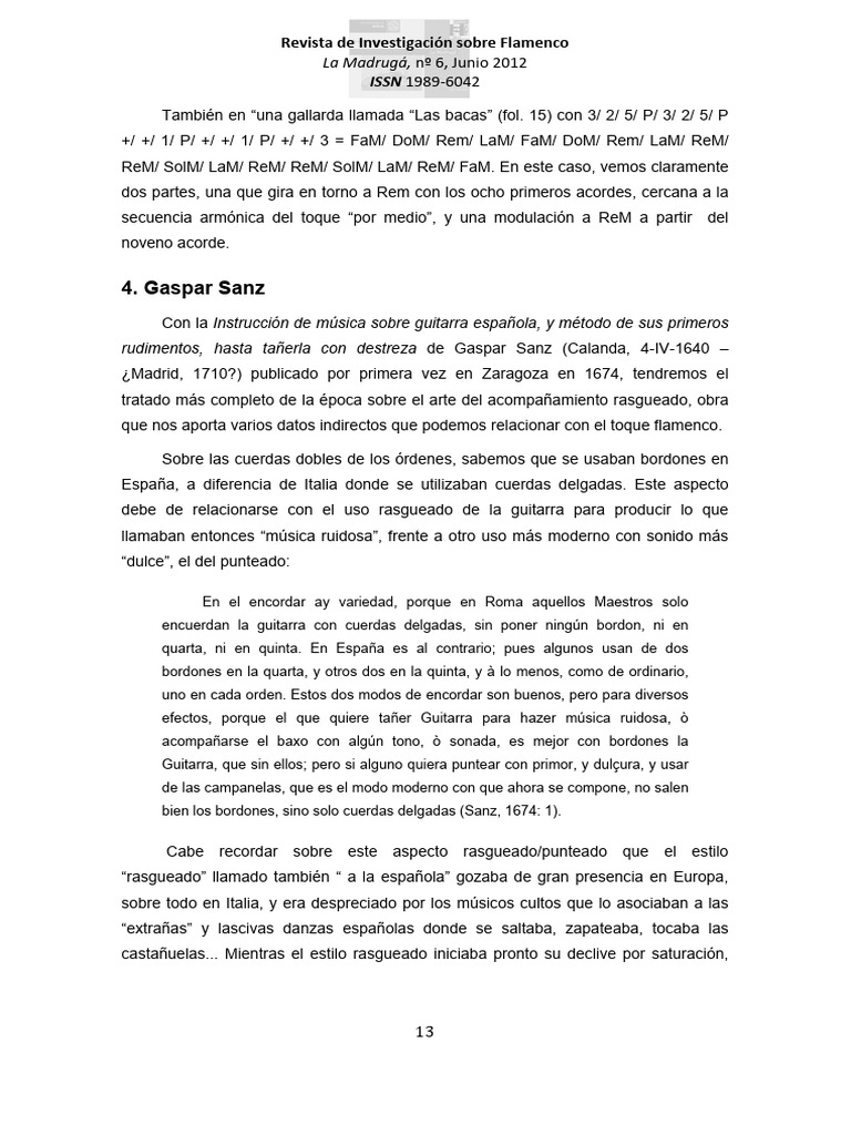 Gaspar Sanz y el Toque Flamenco en Guitarra | PDF | Guitarras | Ritmo