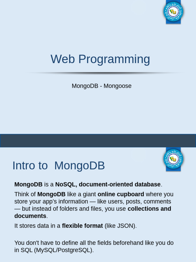 Lecture 15 - Mongodb&Mongoose | PDF | Mongo Db | No Sql