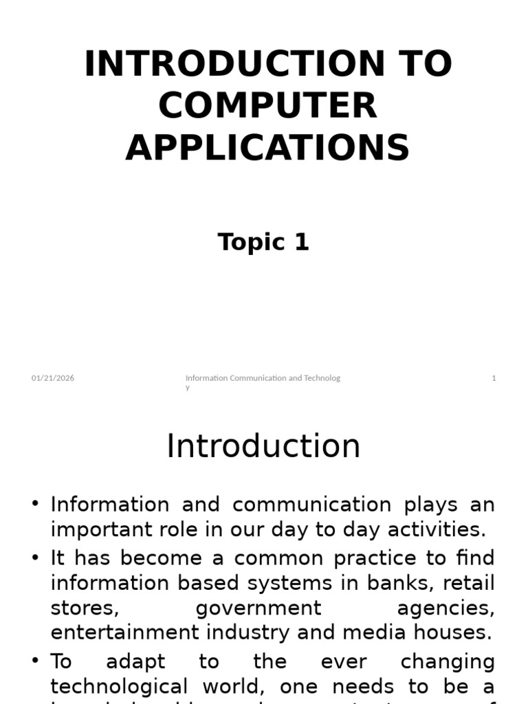Introduction to Computer Application (1) | PDF | Operating System | Programming