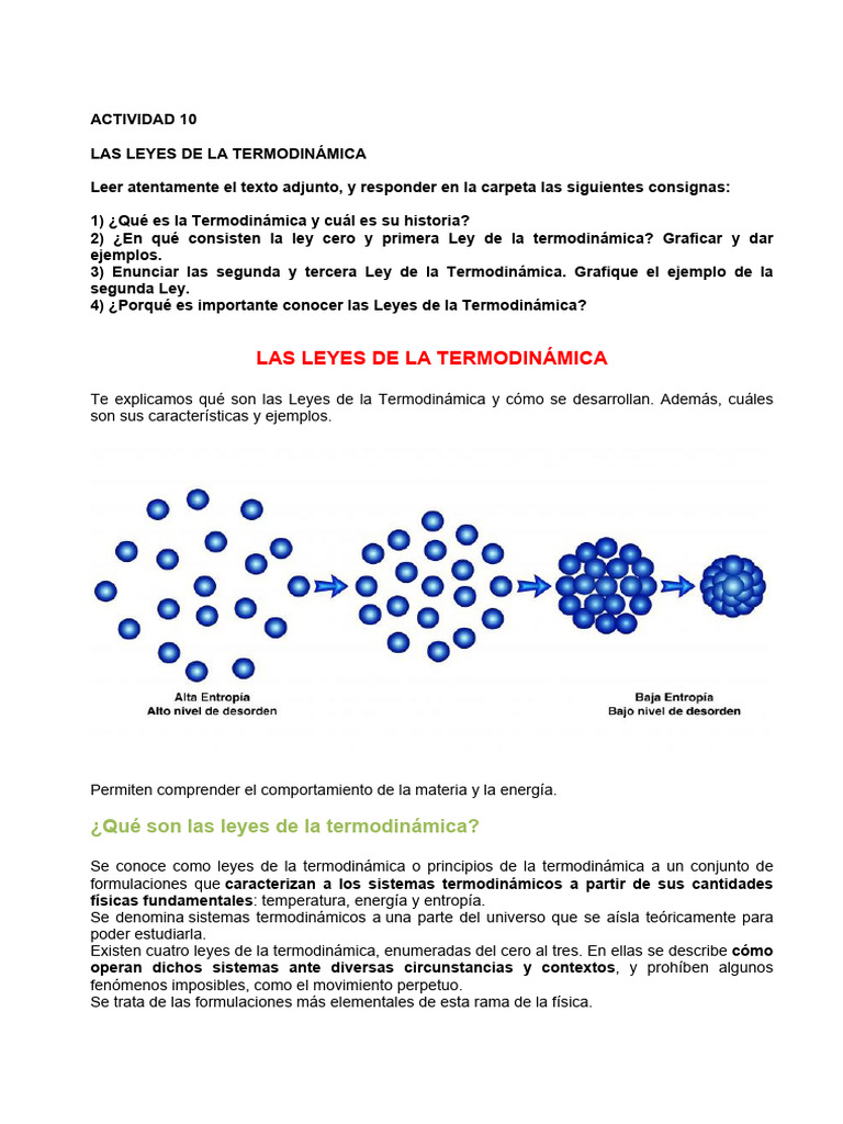 Actividad 10. Las Leyes de La Termodinámica | PDF | Termodinámica | Leyes de termodinámica