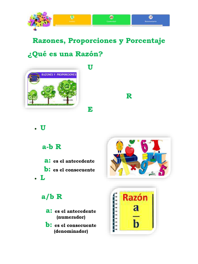 Razones, Proporciones y Porcentajes Explicados | PDF | Proporción ...