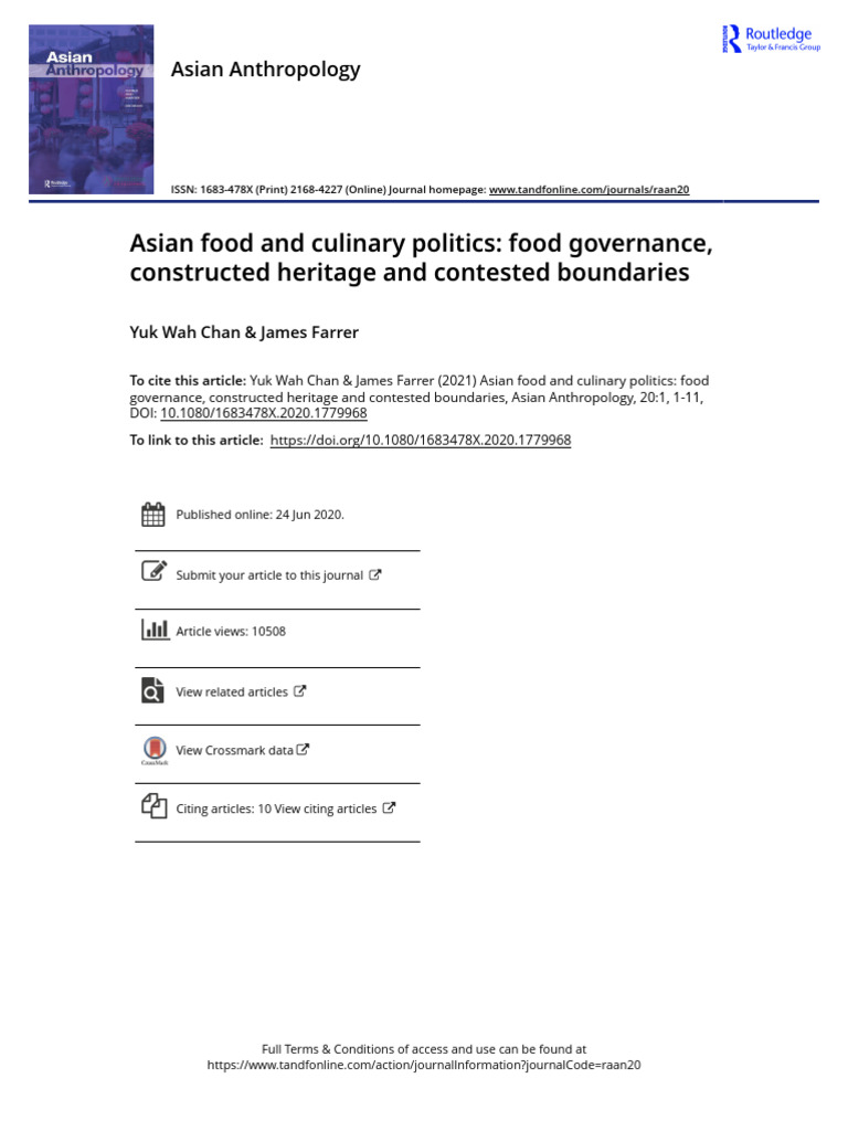 Asian food and culinary politics food governance constructed heritage ...