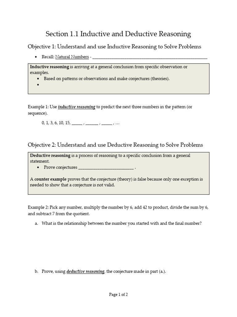 Inductive vs. Deductive Reasoning Guide | PDF