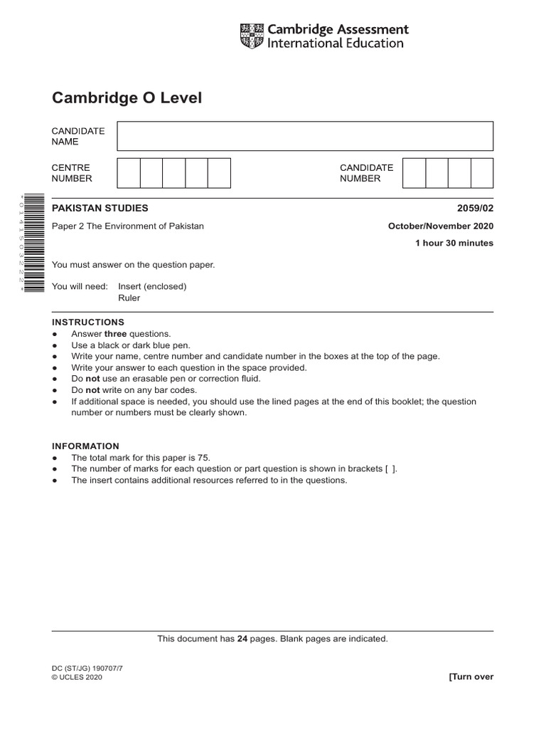 Pakistan Studies O Level Exam Paper 2 | PDF | Forests | Agriculture