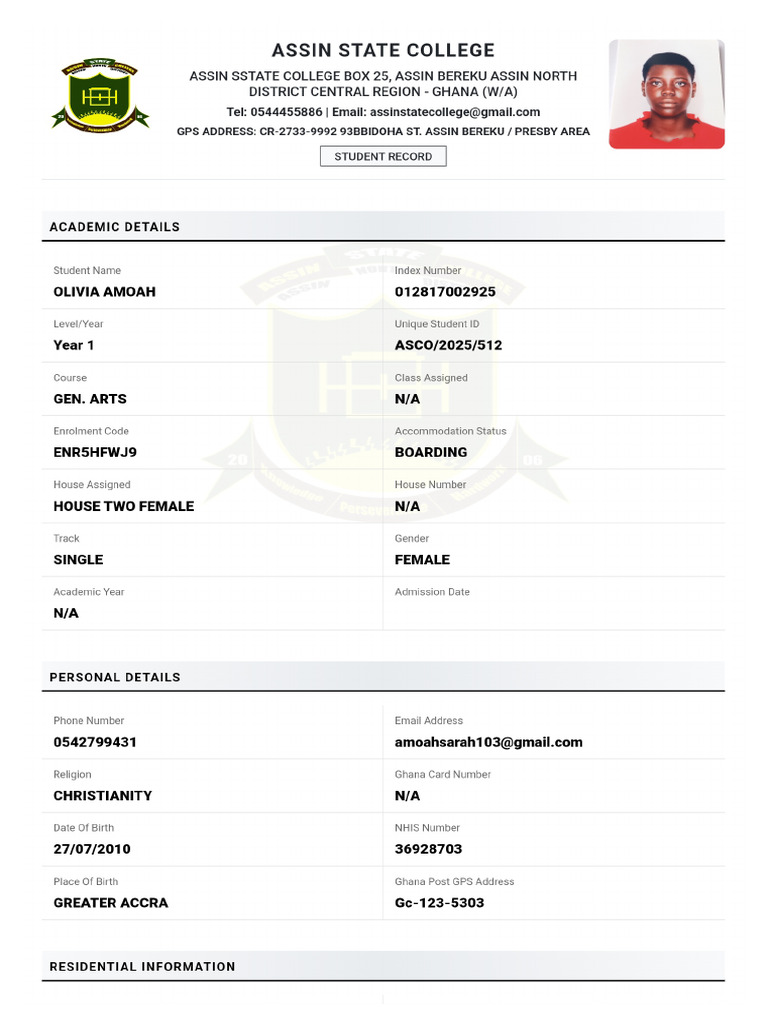 Placement Slip Olivia Amoah | PDF