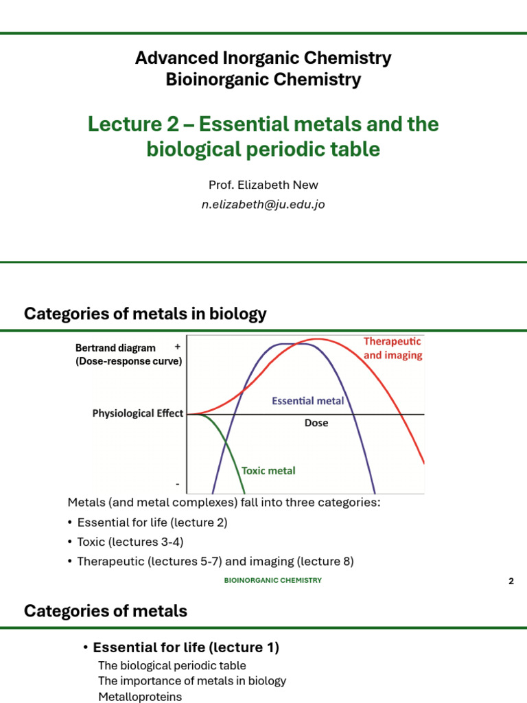 L2 Essential Metals Handout | PDF | Redox | Bioinorganic Chemistry