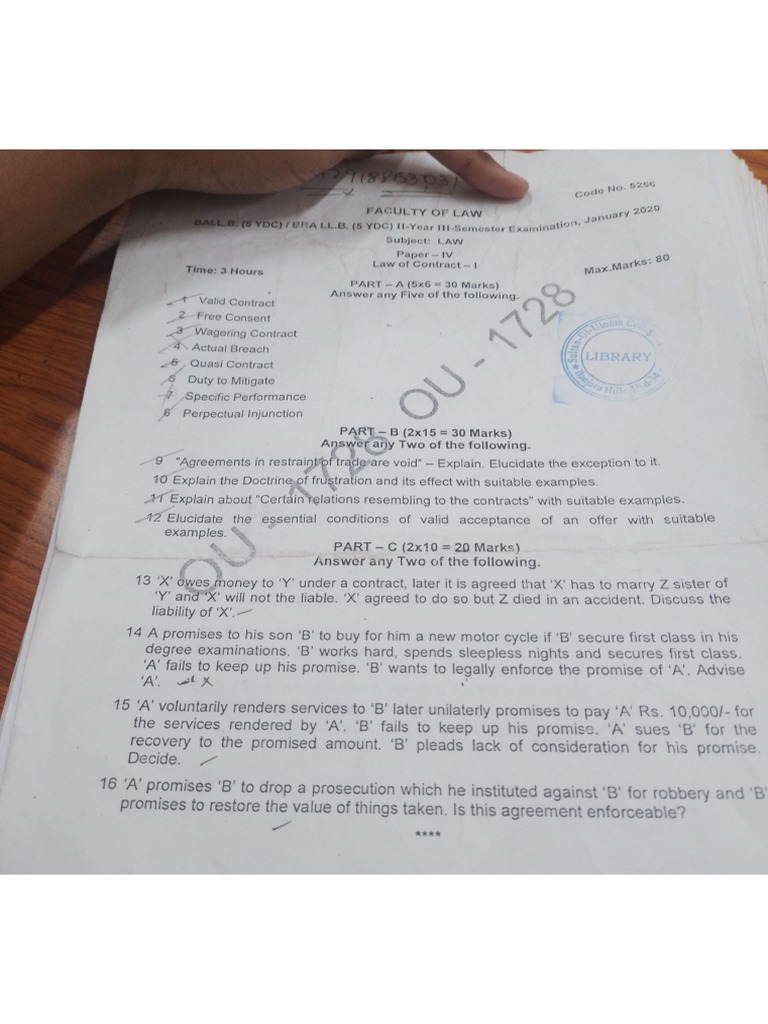 3sem all subjects question papers of B.A.LLB | PDF