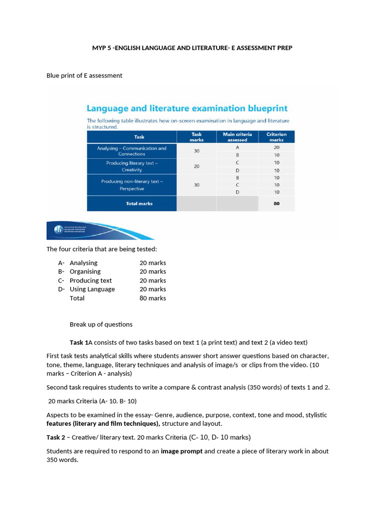 MYP 5 English Assessment Prep Guide | PDF | Narrative | Narration