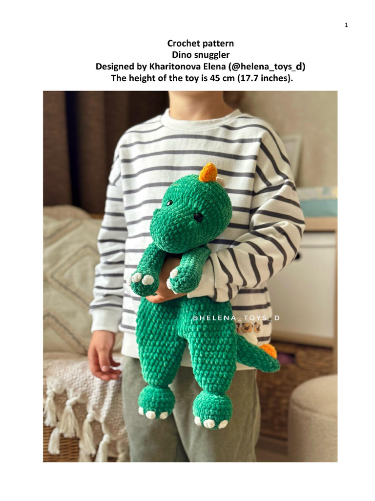 Dino Snuggler | PDF | Crochet | Yarn