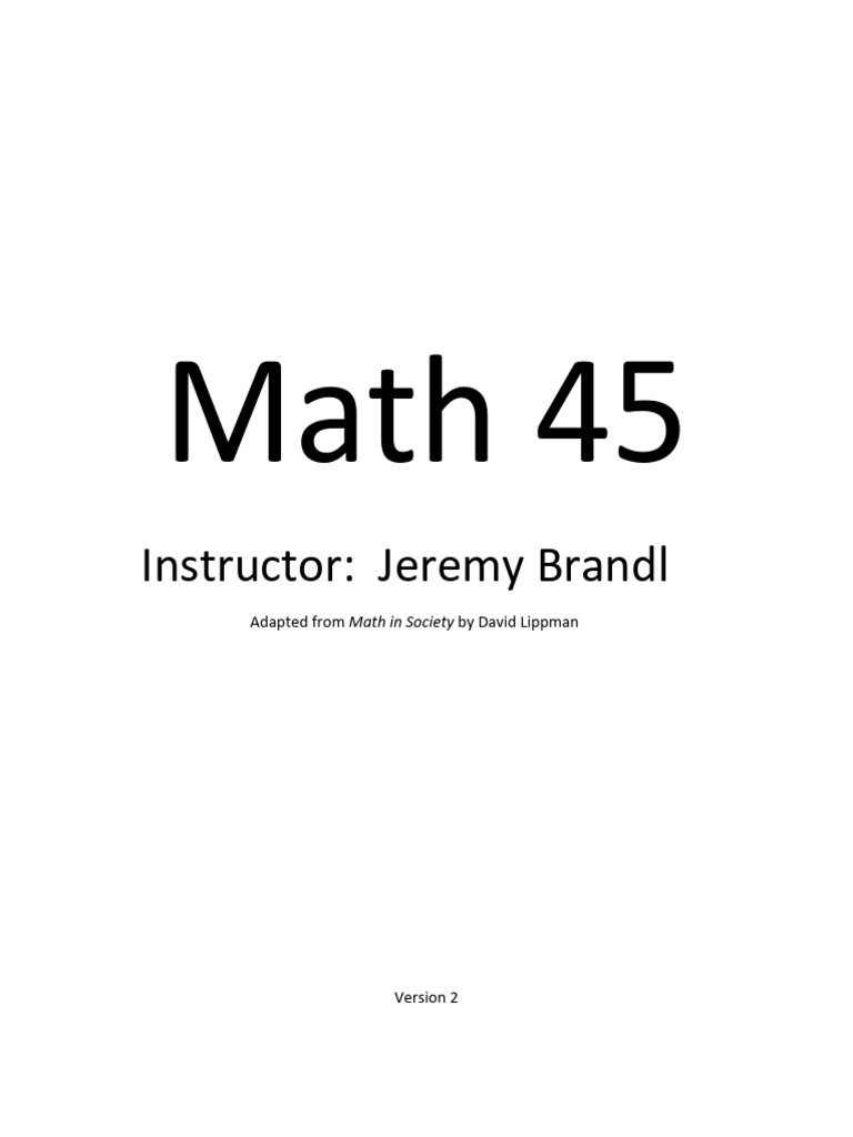 Math 45 Notebook OER Updated Order | PDF | Sampling (Statistics) | Voting