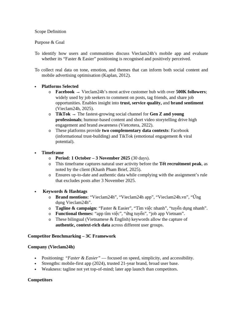 Scope Definition | PDF | Facebook | Brand