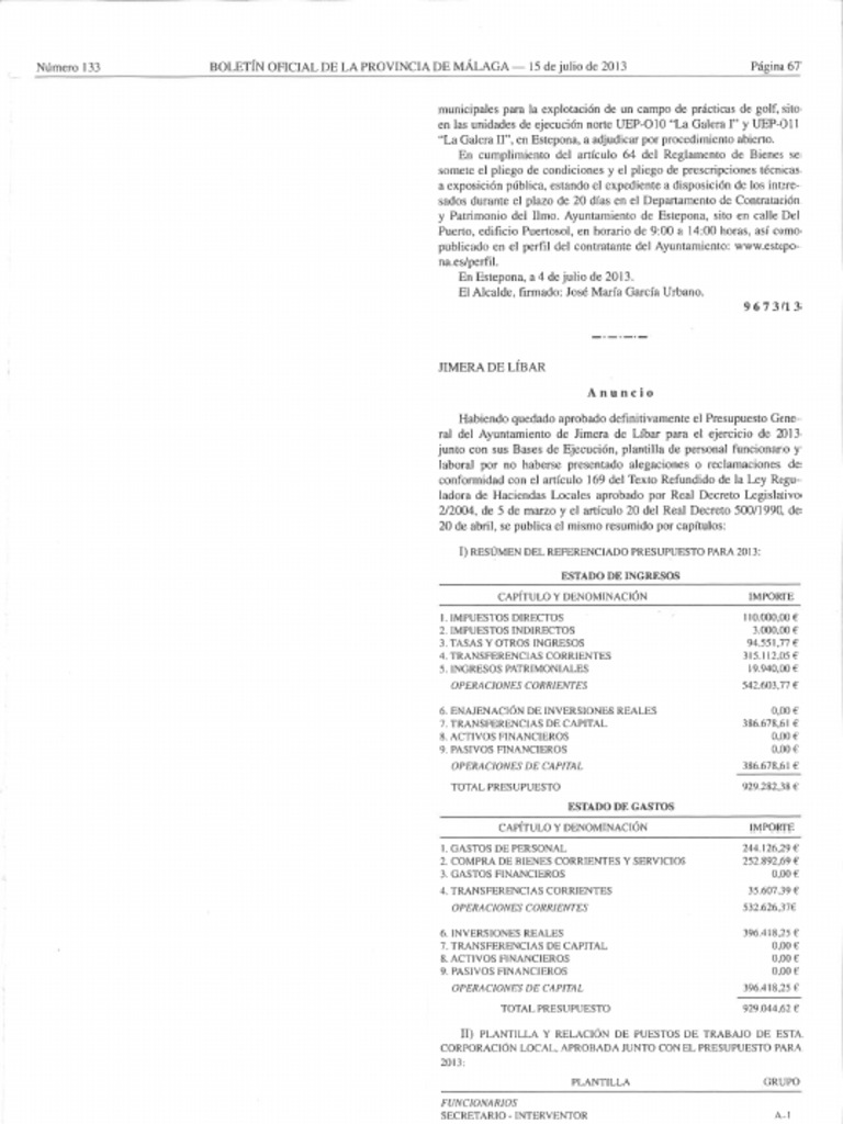 Presupuesto Municipal 2013 | PDF