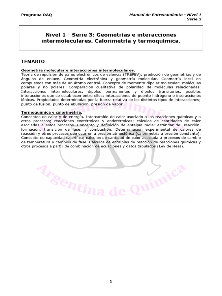 OAQ-Manual de Entrenamiento-Nivel 1-Serie 3 | PDF | Moléculas | Polaridad química