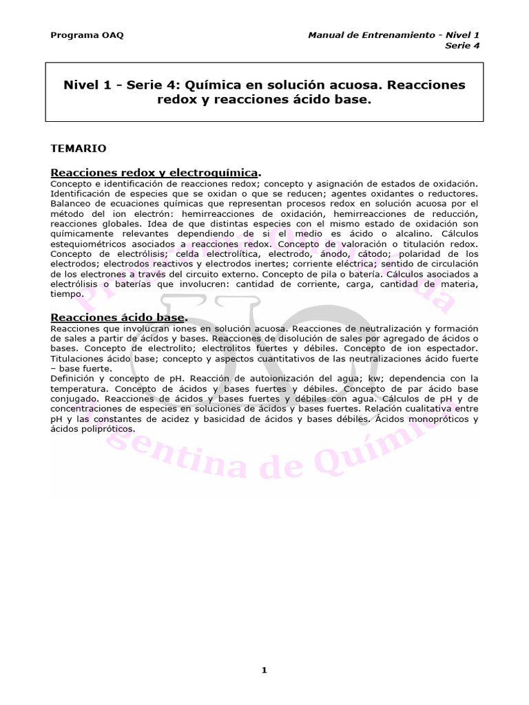 OAQ-Manual de Entrenamiento-Nivel 1-Serie 4 | PDF | Redox | Electrodo