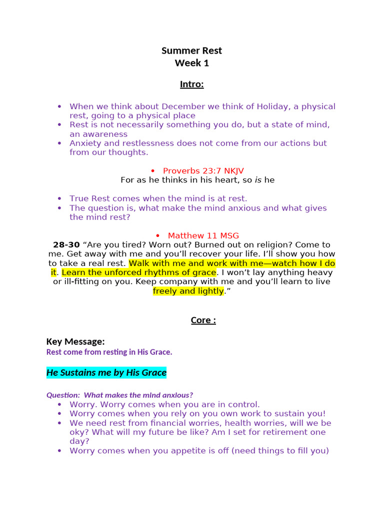 Summer Take a Real Rest 1 | PDF | Religious Belief And Doctrine ...