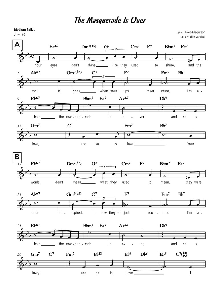 The Masquerade Is Over (C) - Leadsheet p+voc | PDF
