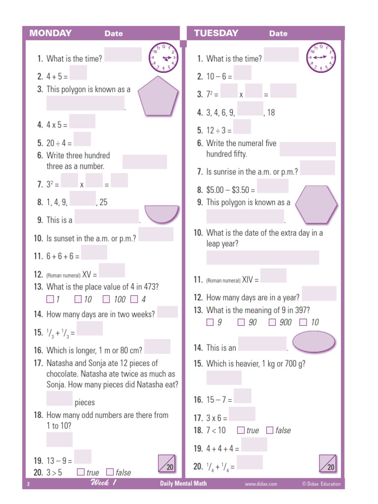 Daily Mental Math Worksheets | PDF | Chess | Chess Theory