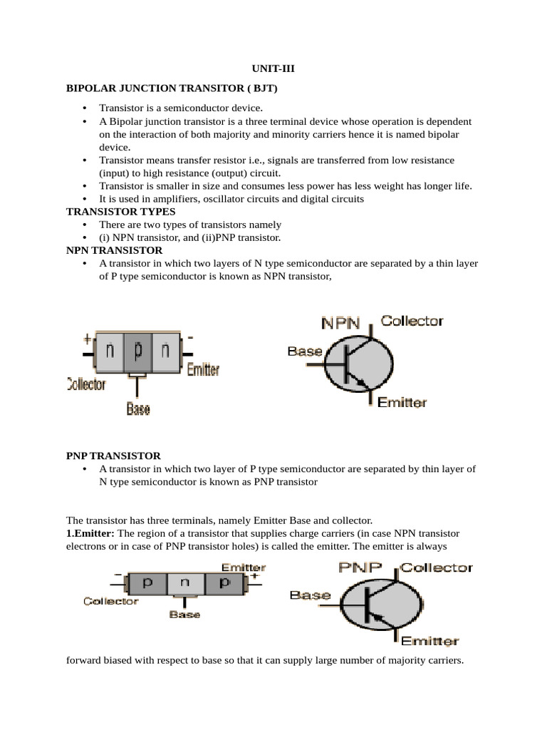 UNIT-III BJT AND FET | PDF | Bipolar Junction Transistor | Field Effect Transistor