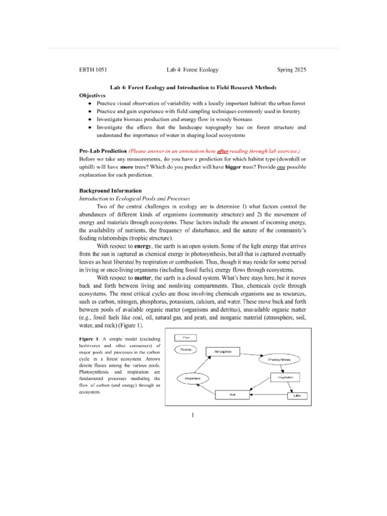 Lab 4_ Forest Ecology and Introduction to Field Research Methods | PDF
