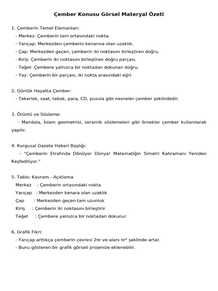 Cember Gorsel Materyal Ozeti | PDF